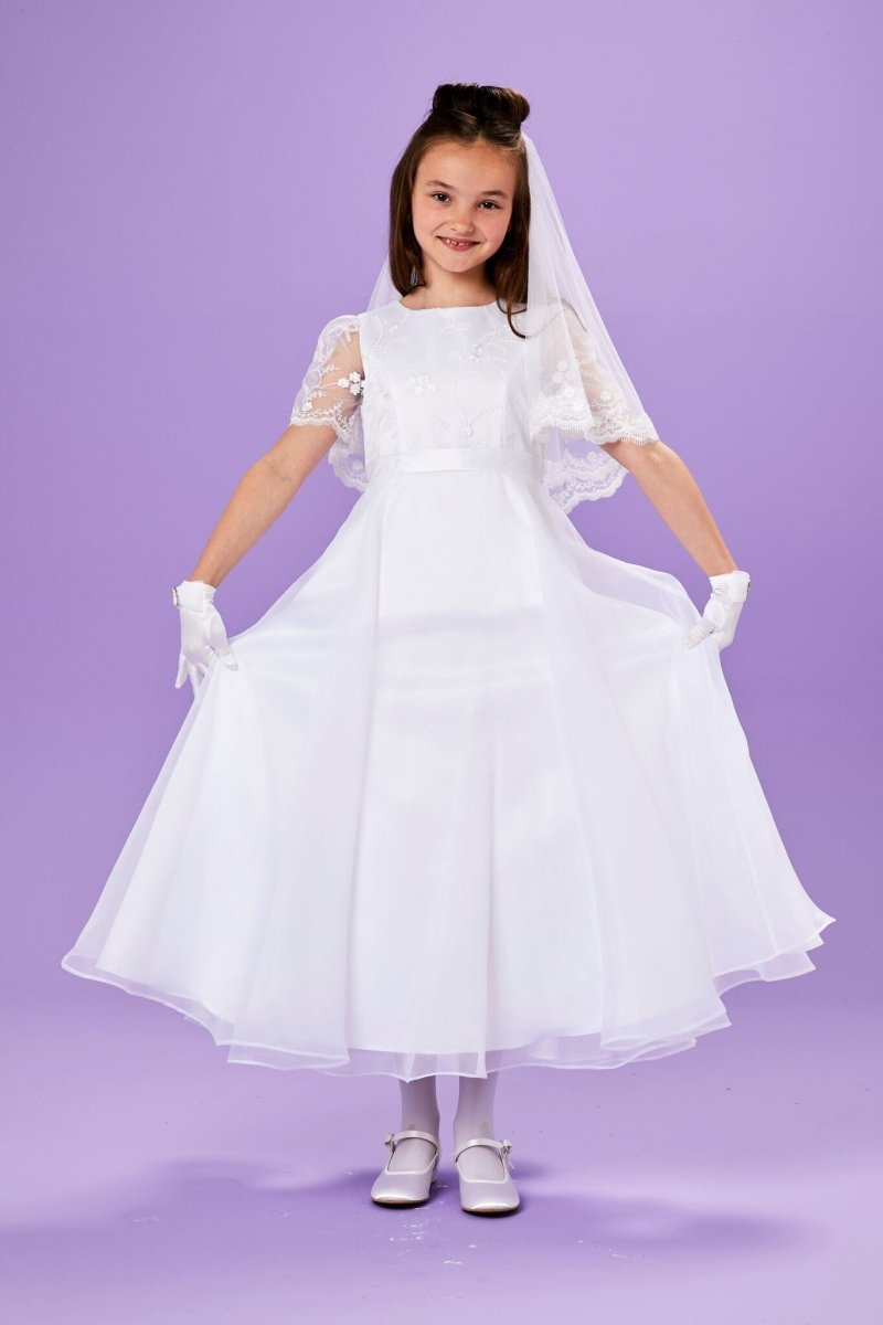Shannon Short Sleeve Holy Communion Dress – Alexandria's Baby Boutique